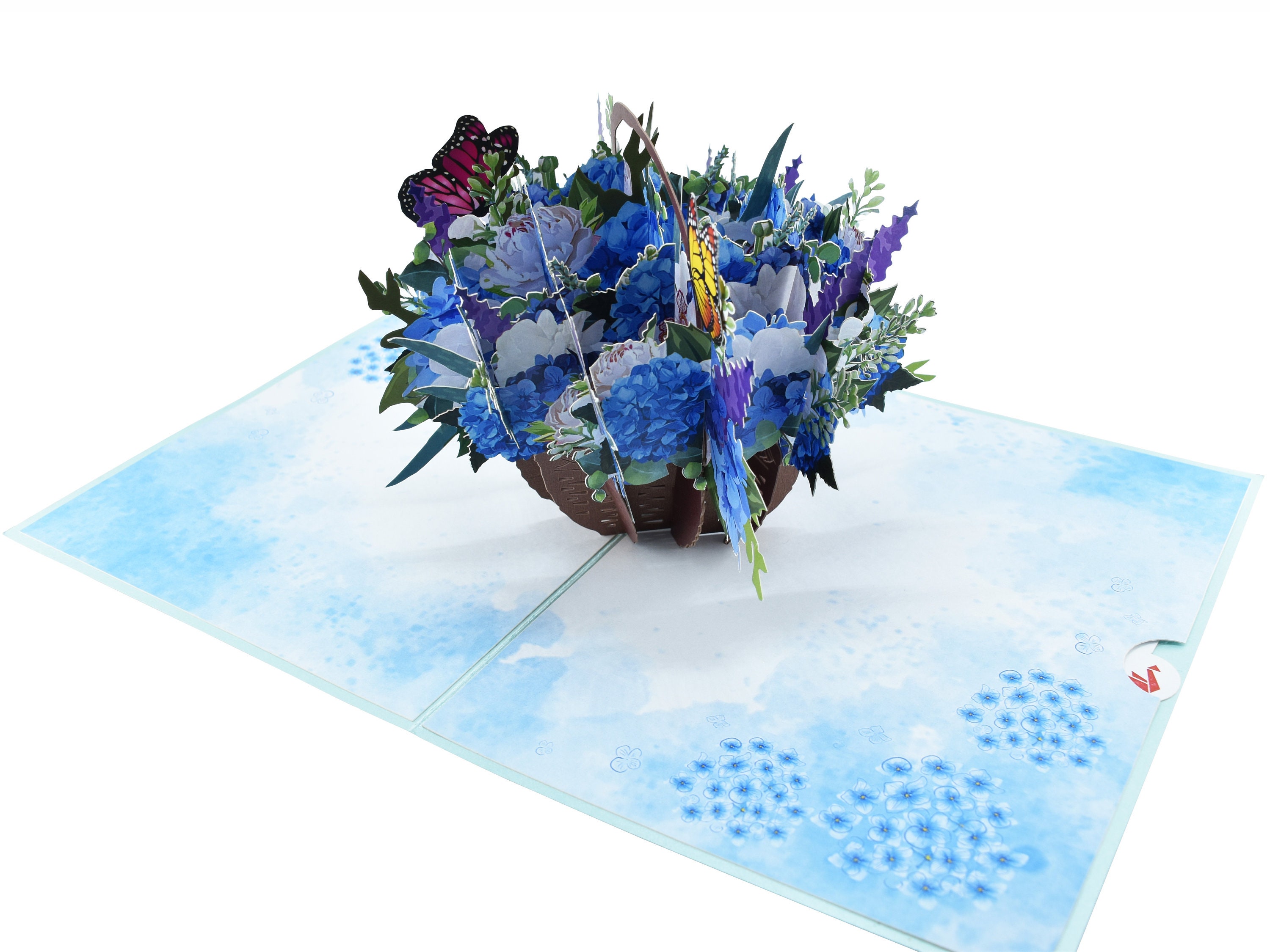 Hydrangea Flower Basket Pop Up Card Mothers Day Card | Etsy