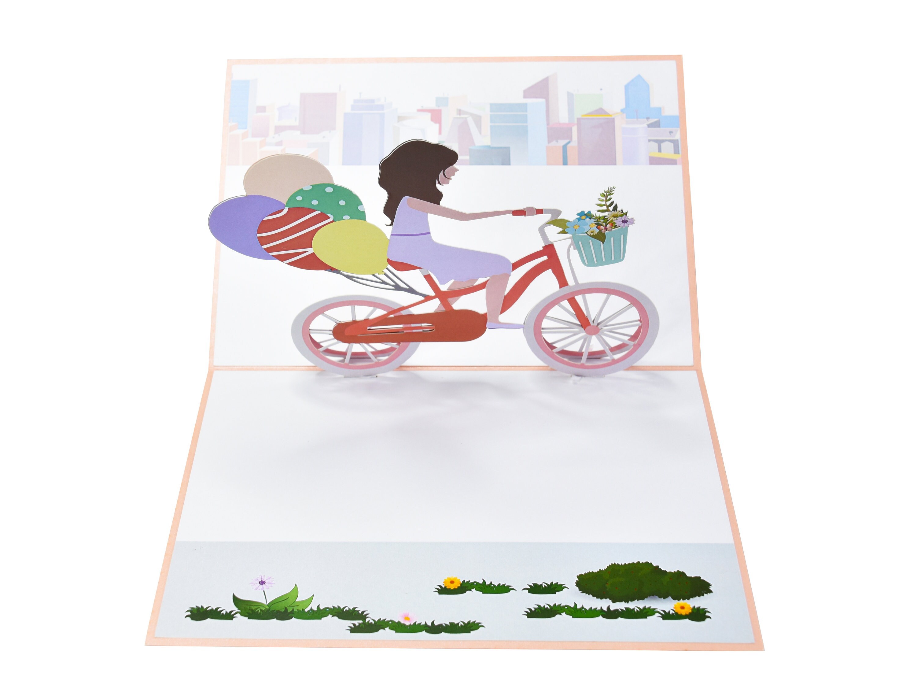 Girl on Bicycle Pop up Card, Birthday Card, Spring Card, All Occaions ...