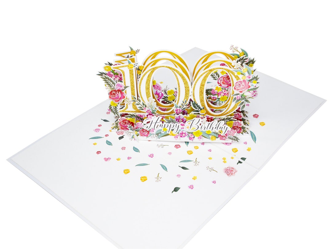 Happy 100th Birthday Pop up 3D Greeting Card - Etsy