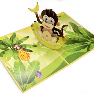 Baby Monkey Pop up Card for Kids Animal Lovers, 3D Birthday Cards - Etsy