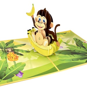 Baby Monkey Pop up Card for Kids Animal Lovers, 3D Birthday Cards - Etsy