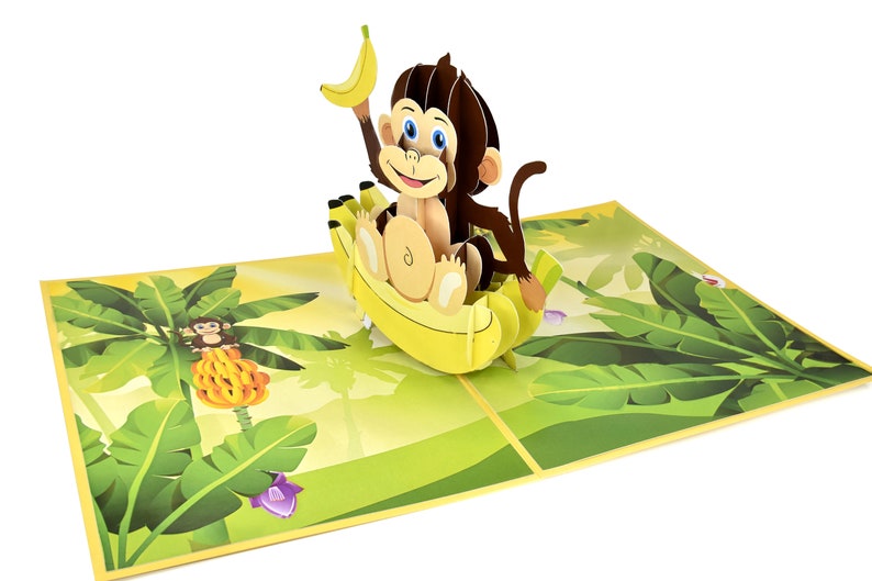 Baby Monkey Pop up Card for Kids Animal Lovers 3D Birthday - Etsy