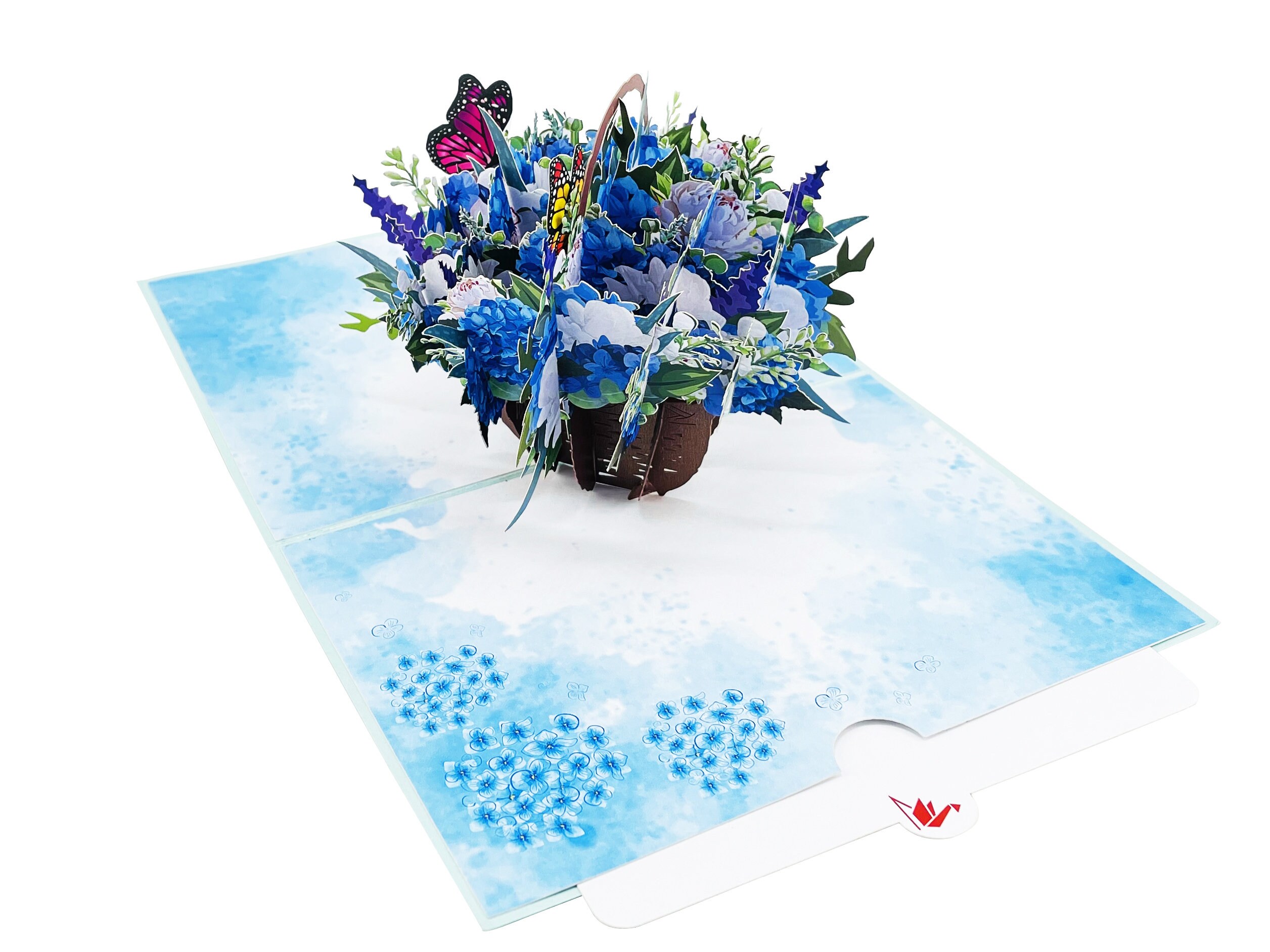 Hydrangea Flower Basket Pop Up Card Mothers Day Card | Etsy