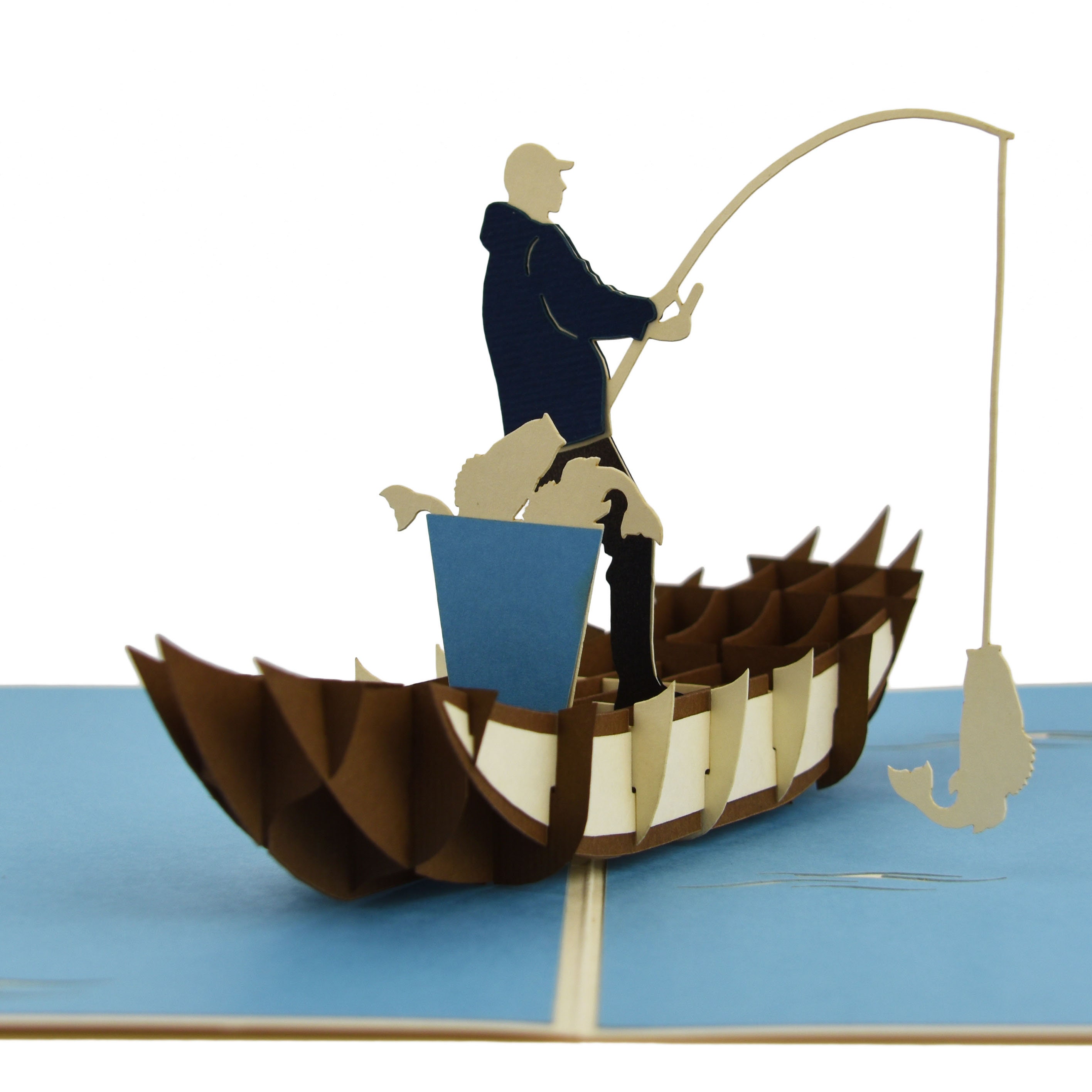 Fishing Boat Pop up Greeting Card for Birthday Fathers Day Retirement ...