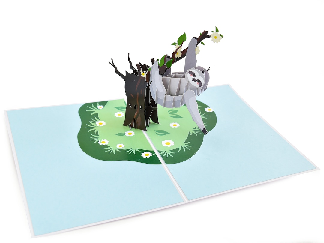 Sloth 3D Pop up Card, Birthday Card, Animal Lover Card, Retirement Card ...
