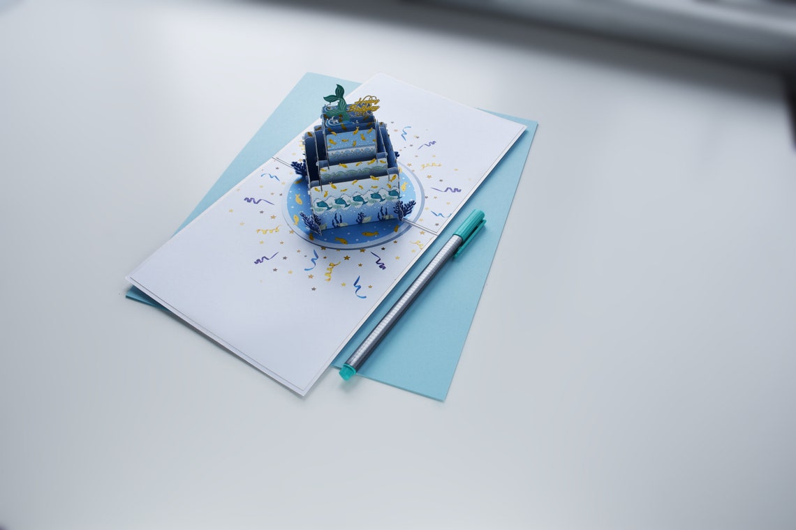 Under the Ocean Theme Cake Pop Up Card Marine Pop Up Card | Etsy