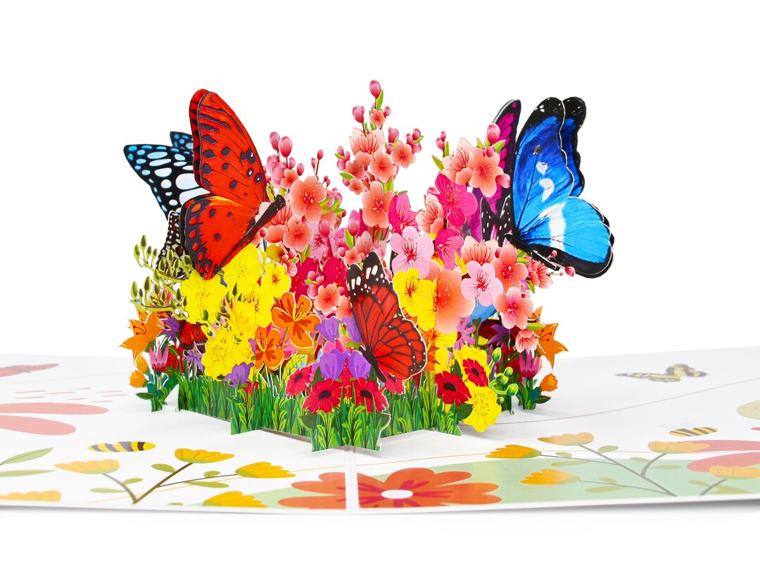Butterflies With Flowers Pop up Card - Etsy