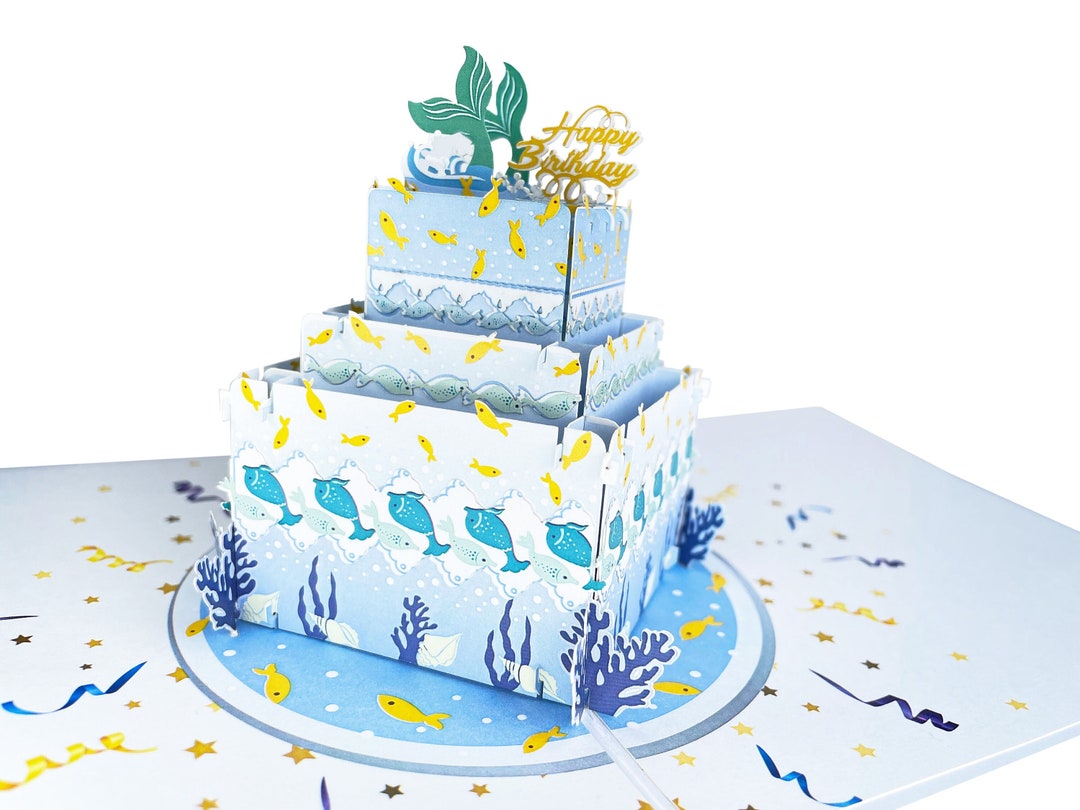Under the Ocean Theme Cake Pop up Card, Marine Pop up Card, Pop up Card ...