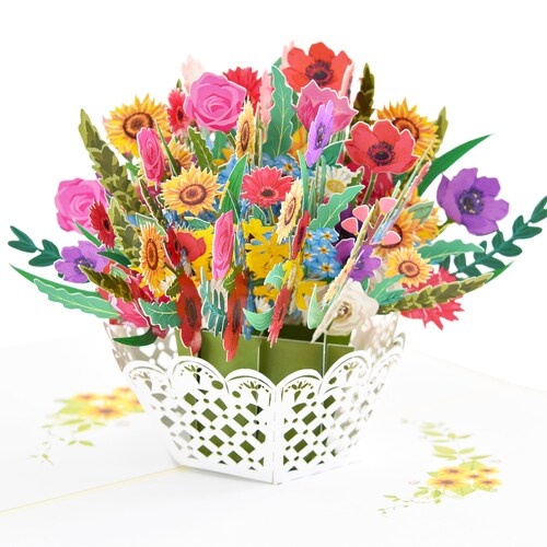 Flower 3D Card Birthday Bouquet Flower Bouquet Card Pop up - Etsy