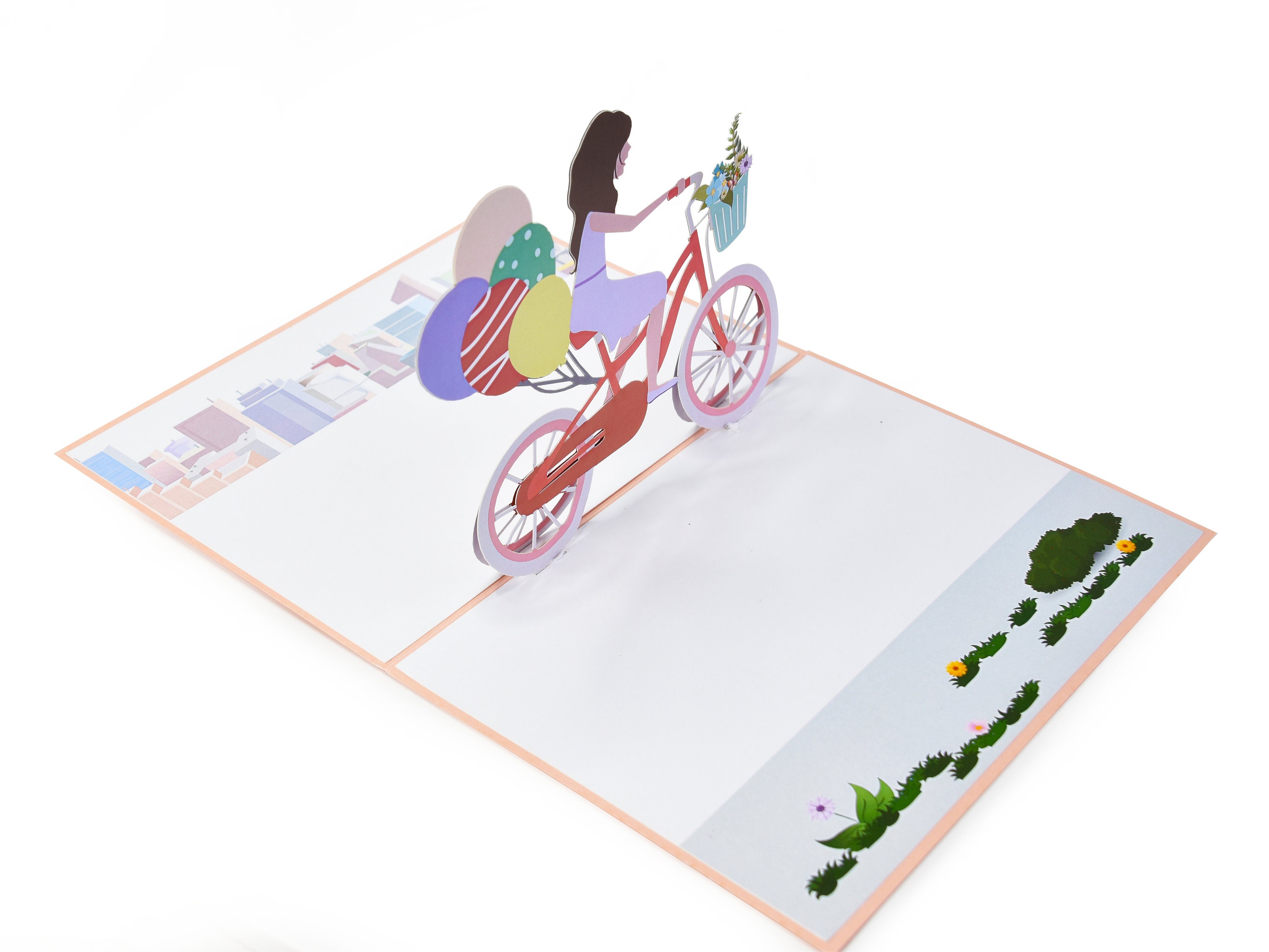 Girl on Bicycle Pop up Card, Birthday Card, Spring Card, All Occaions ...