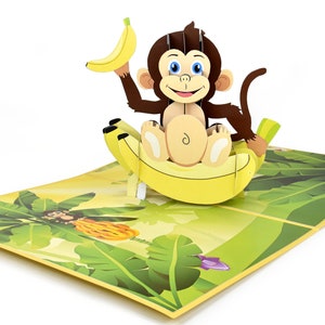 Baby Monkey Pop up Card for Kids Animal Lovers, 3D Birthday Cards - Etsy