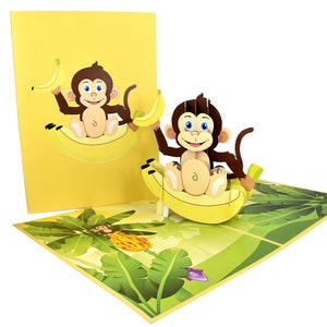 Baby Monkey Pop up Card for Kids Animal Lovers, 3D Birthday Cards - Etsy