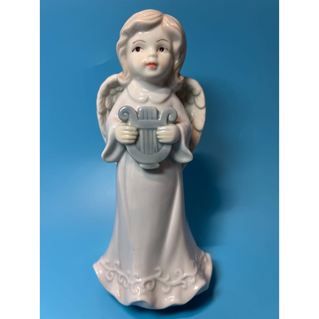 Angel Wings Harp Porcelain Figurine Vintage Girl Religious - Etsy