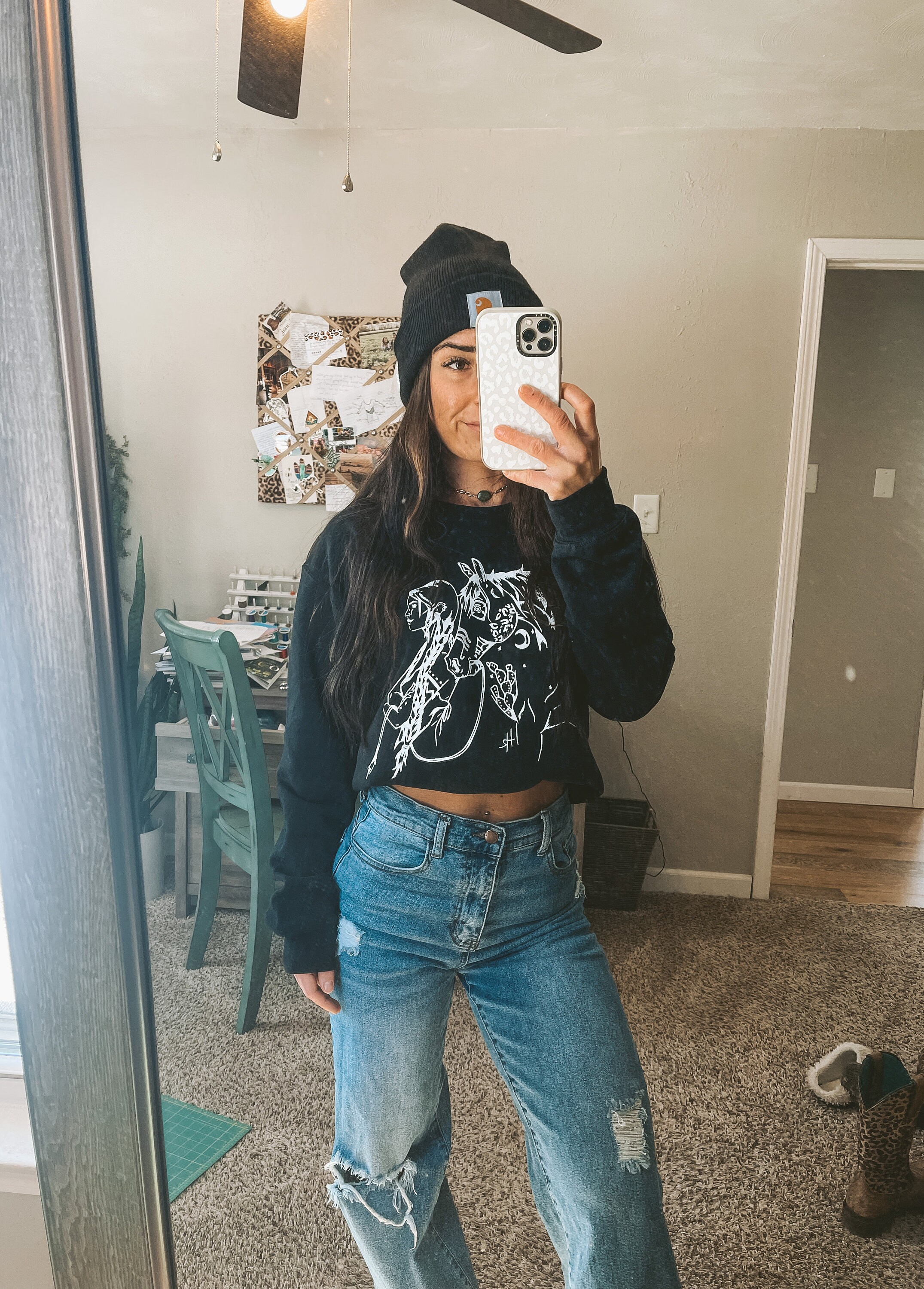 Cinched up Designs Untamed Cowgirl Crewneck Western Sweatshirt, Horse ...