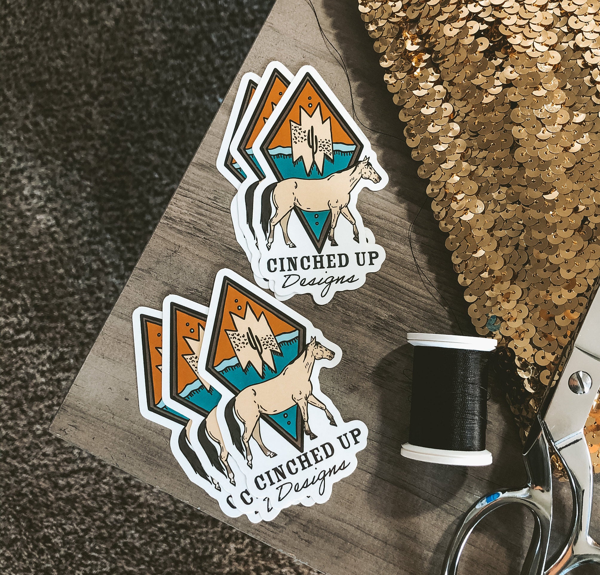 Cinched up Designs Western Logo Sticker, Cowgirl Sticker, Horse Sticker ...