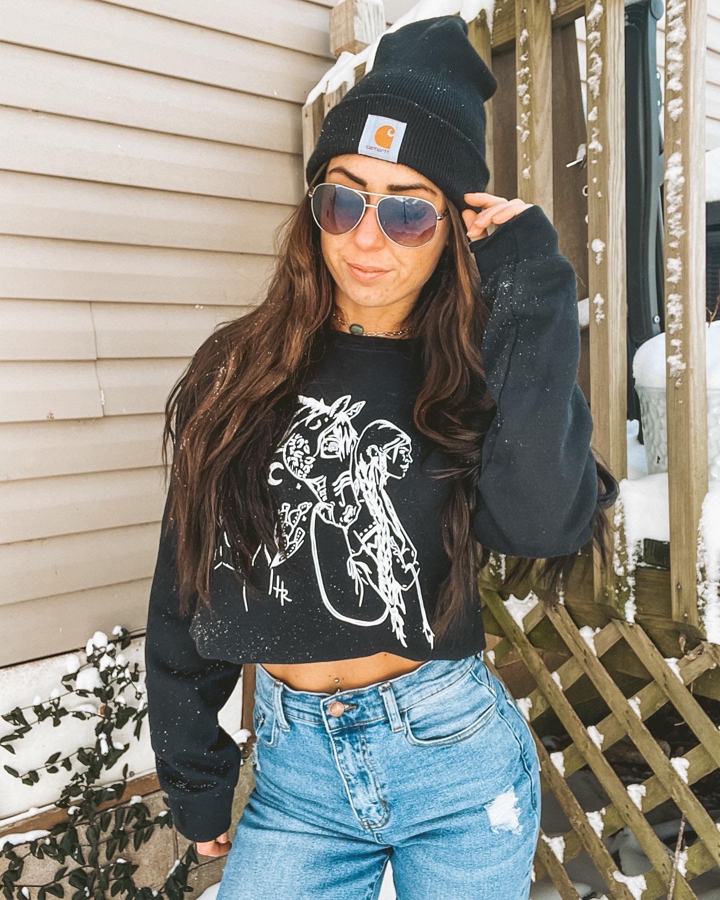 Cinched up Designs Untamed Cowgirl Crewneck Western Sweatshirt, Horse ...