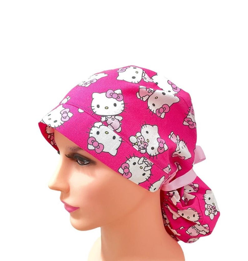 Hello Kitty Ponytail, Bouffant, Anesthesia, RN, ST, Technician Scub Hat ...