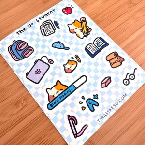 The A+ Student Sticker Sheet | Cute Back to School Stickers | Funny Cat ...