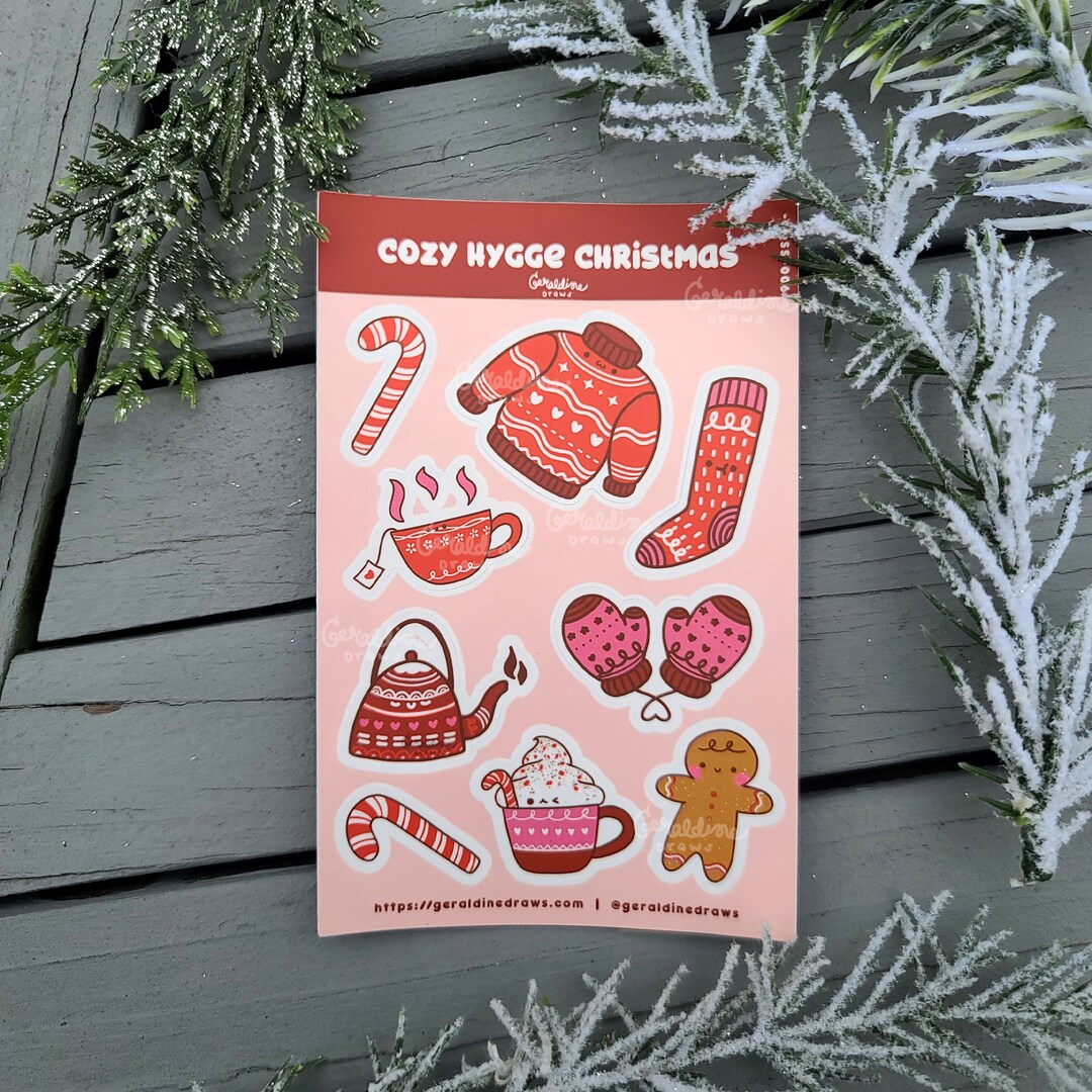 Cozy Hygge Christmas Sticker Sheet Cute Matte Waterproof Sticker Sheet ...