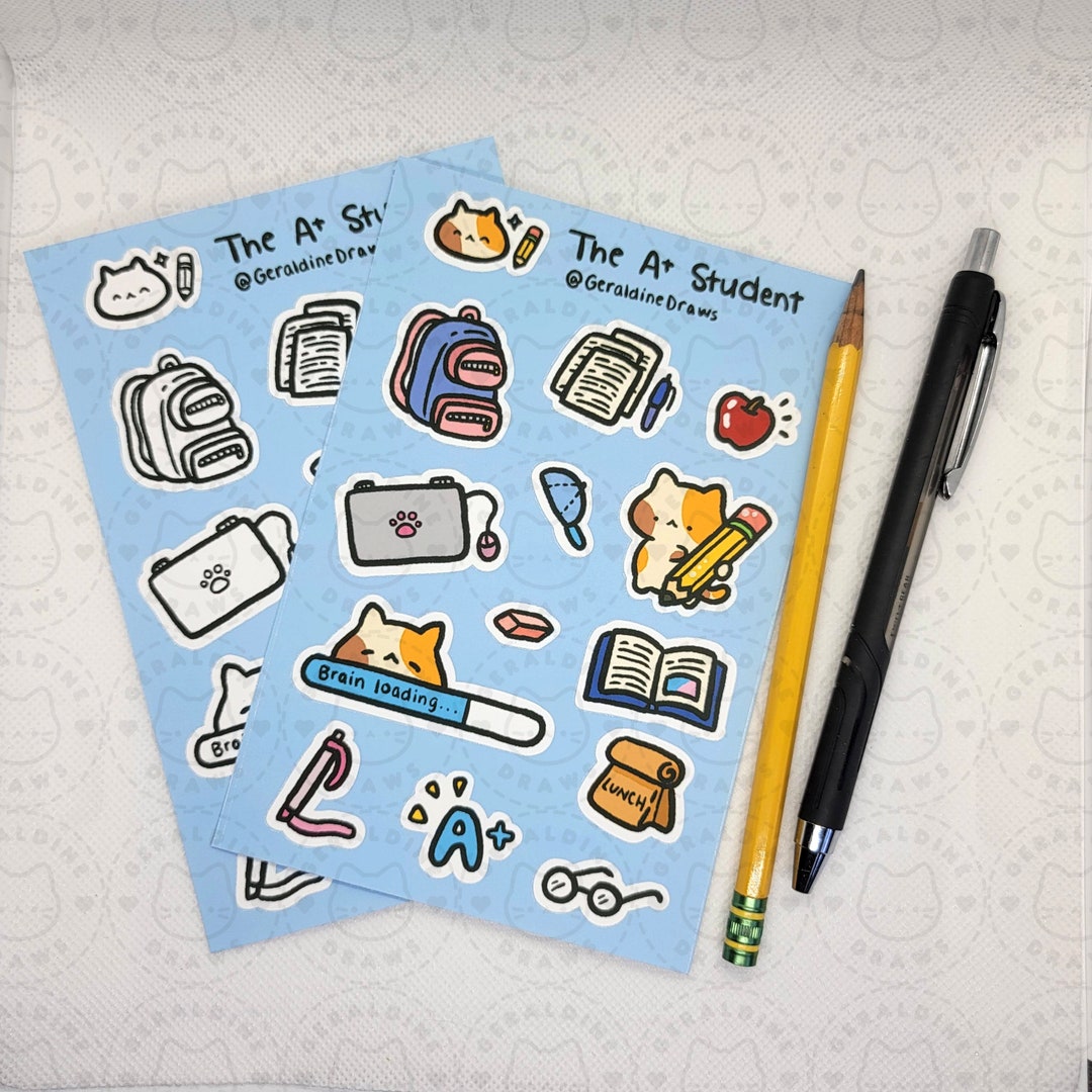 The A Student Sticker Sheet Cute Back to School Stickers - Etsy