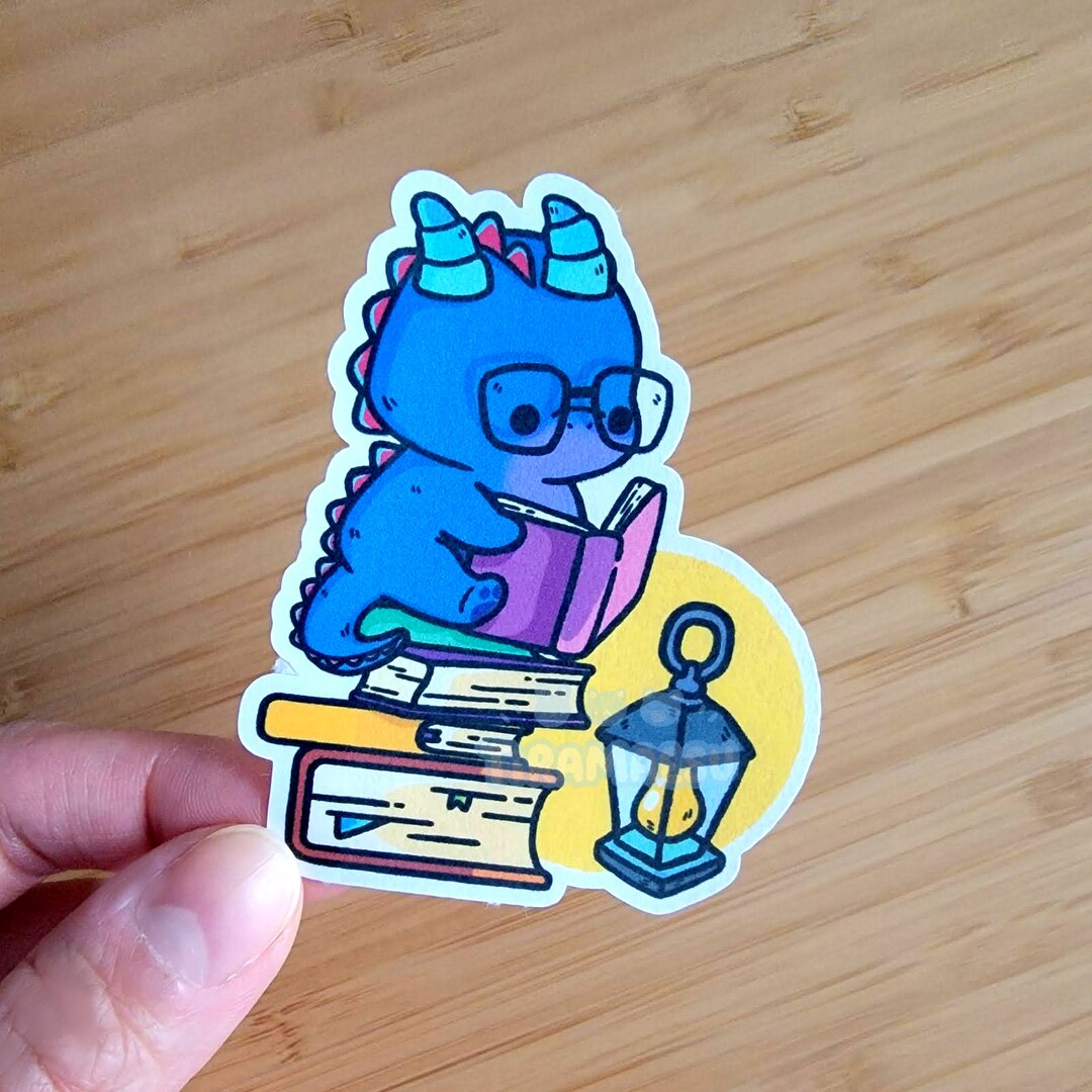 Book Dragon Sticker | Cute Dragon and Book Lovers | Bibliophile Gifts ...