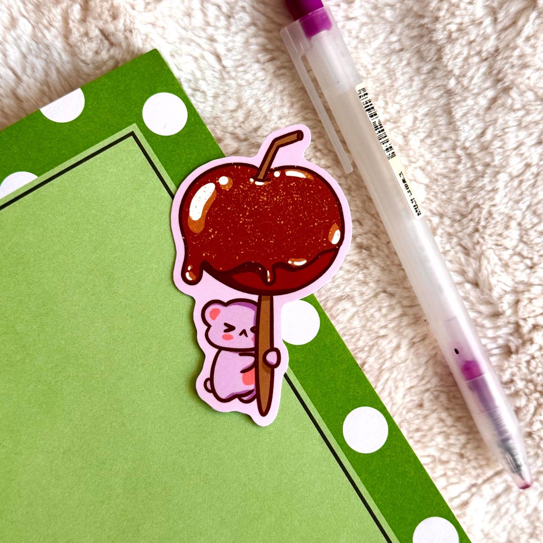 Cute Caramel Apple Sticker | Kawaii Food Art | Dessert Art | Vinyl ...