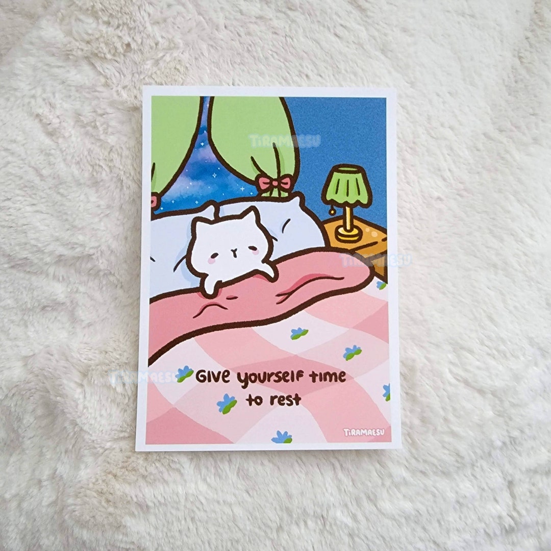 Cute Resting Affirmation Art Print Cozy Cute Animal Illustration ...