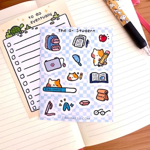 The A+ Student Sticker Sheet | Cute Back to School Stickers | Funny Cat ...