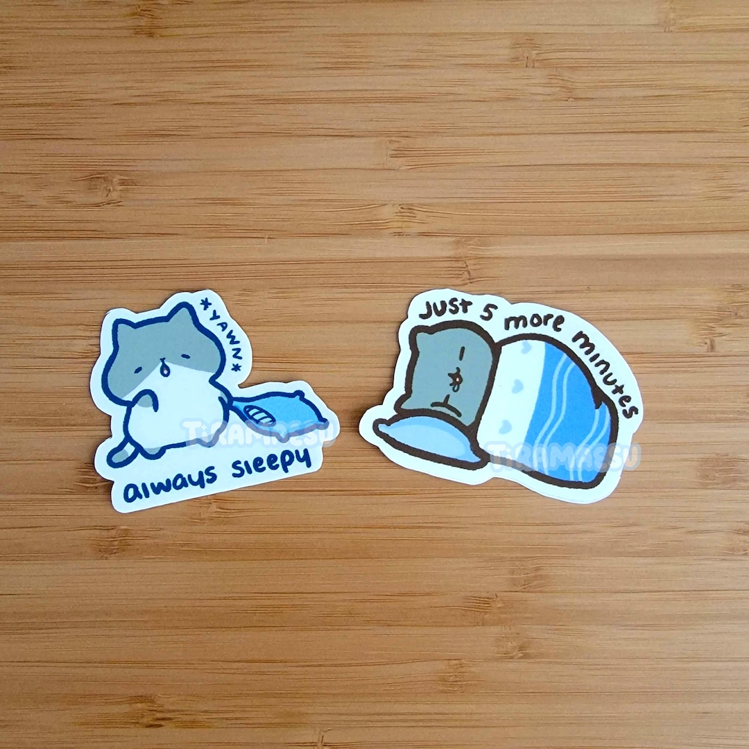 Sleepy Cat Stickers | Cute Funny Relatable Sleepy Stickers | Always ...