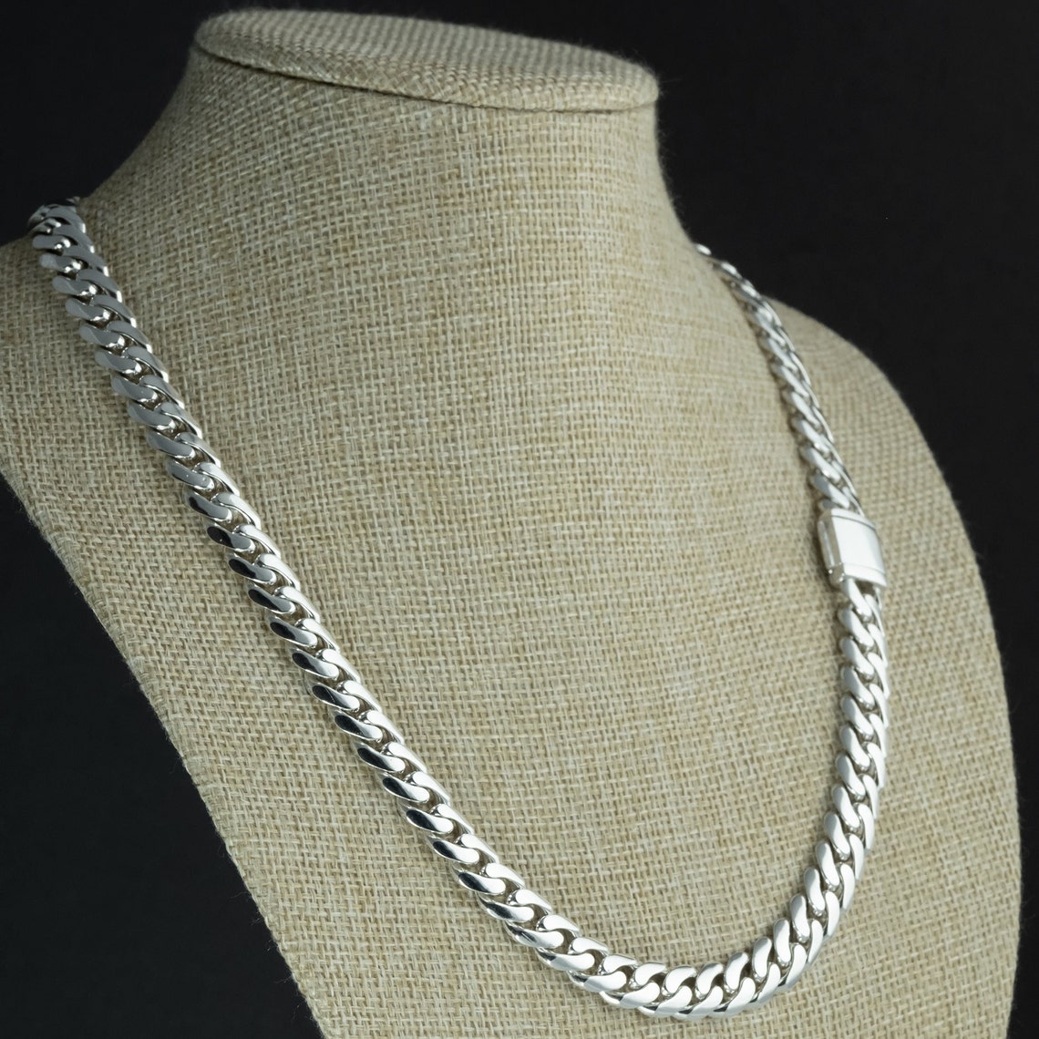 10mm Handcrafted Solid 925 Sterling Silver Cuban Link Chain — Handmade ...