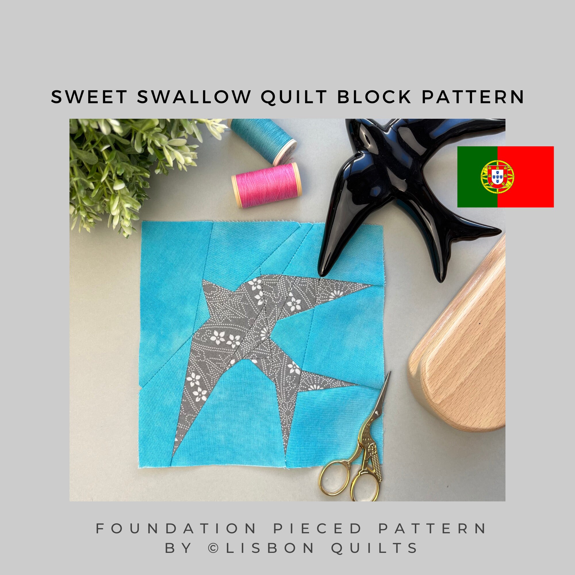 Sweet Swallow Quilt Block Pattern; PDF Instant Download; Foundation ...
