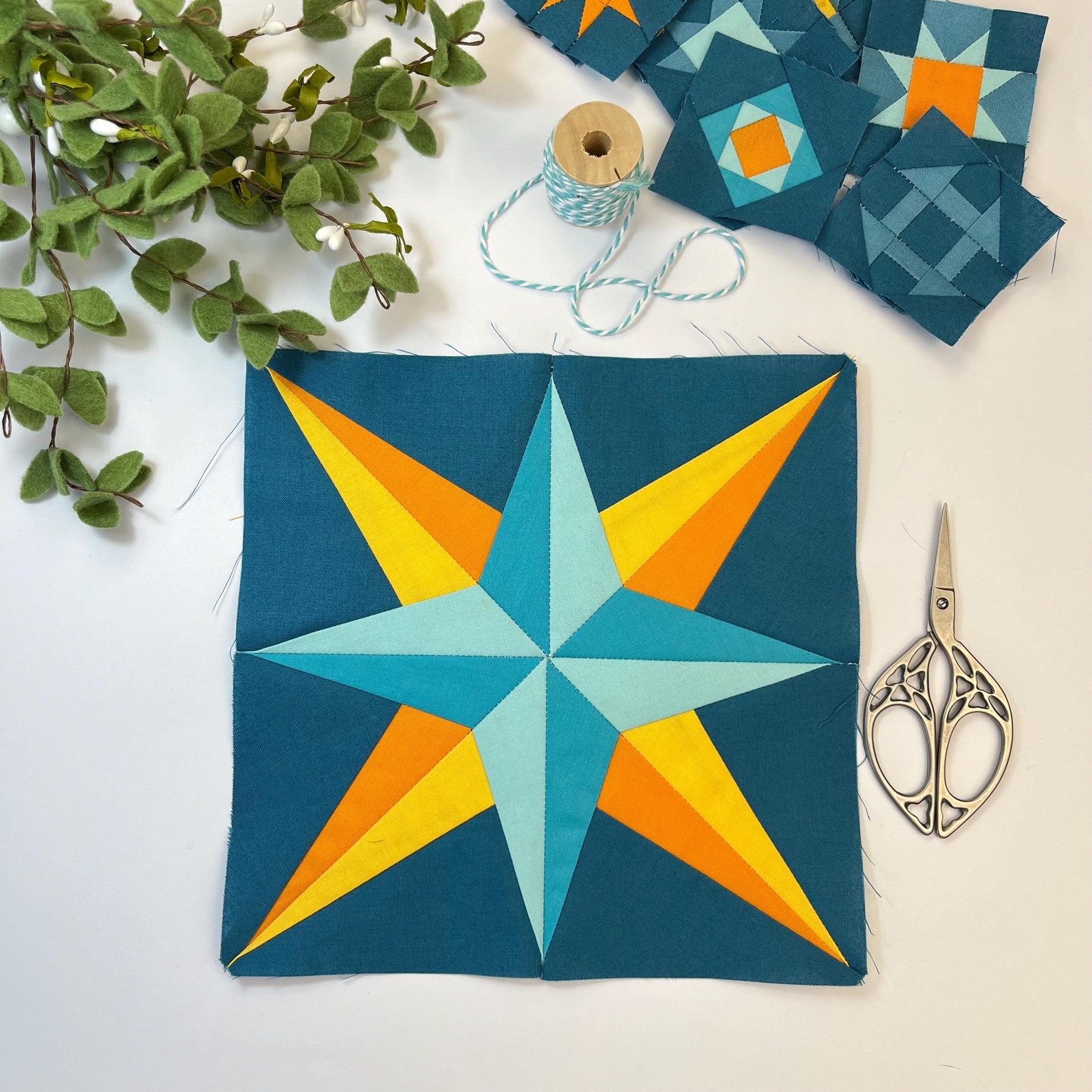 Compass Rose Quilt Block Pattern; PDF Instant Download; Foundation ...