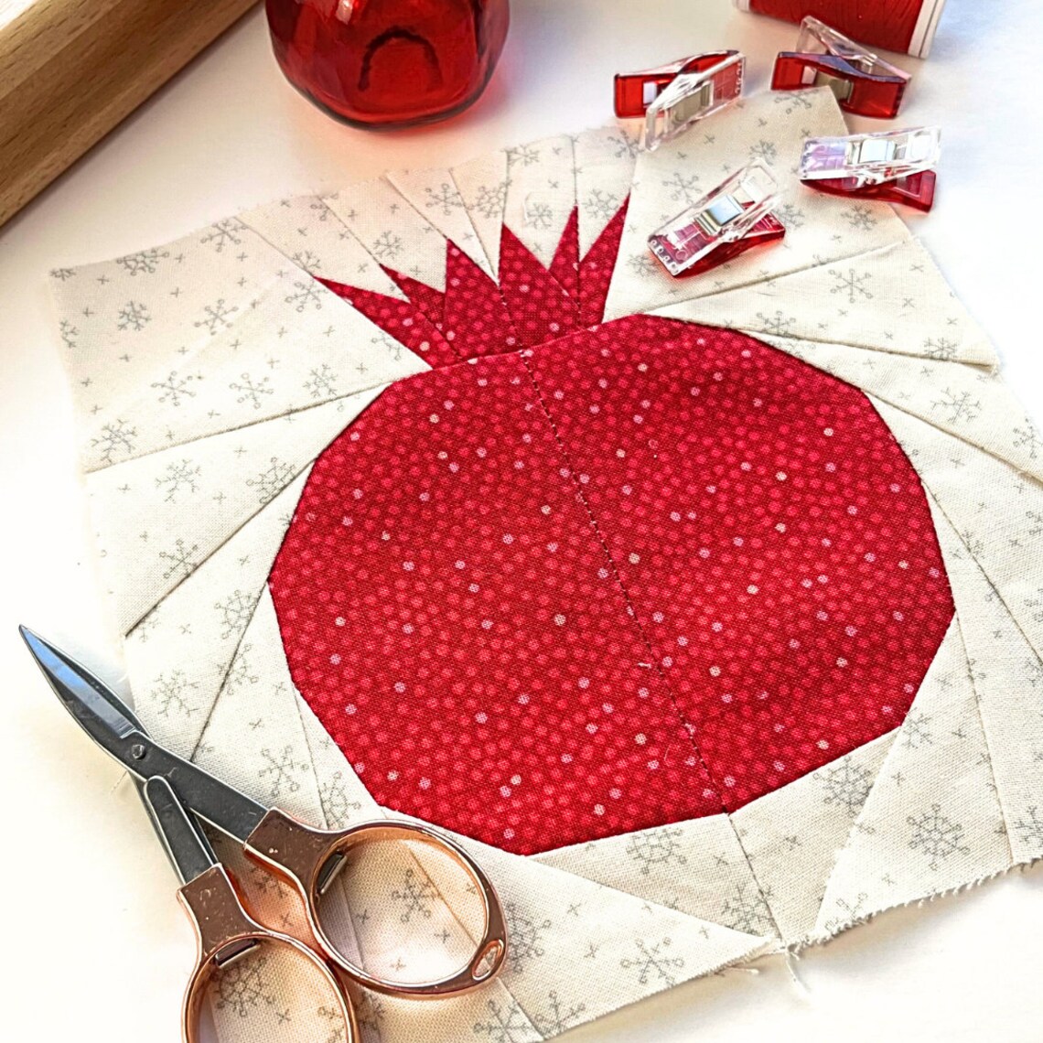 Pomegranate Quilt Block Pattern;pdf Instant Download; Granada Paper ...