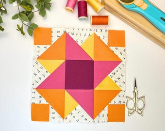 Compass Rose Quilt Block Pattern; PDF Instant Download; Foundation ...