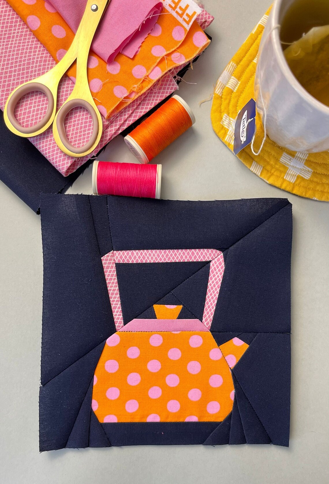 Tea Kettle Quilt Block Pattern; PDF Instant Download; Foundation Pieced ...