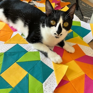 Blossom Burst Quilt Block Pattern; PDF Instant Download; Paper Pieced Patchwork Block; Four ...