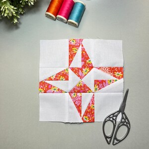 Nine Patch Star Quilt Block Pattern PDF Instant Download Foundation Pieced Patchwork Block Four ...