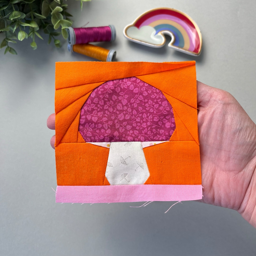 Sweet Mushroom Quilt Block Pattern PDF Instant Download Foundation ...