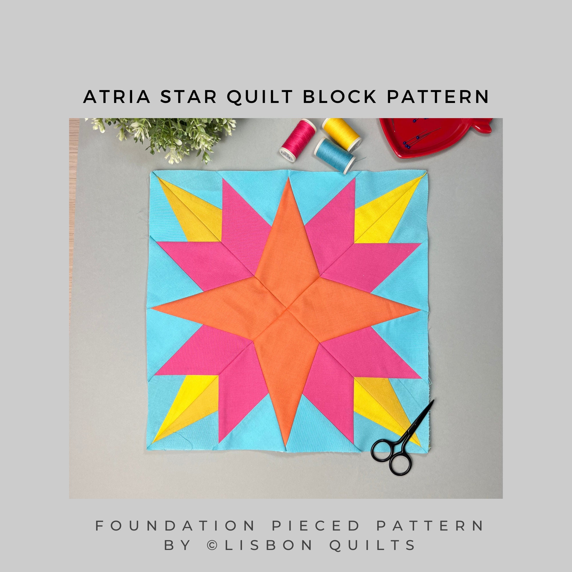 Atria Star Quilt Block Pattern PDF Instant Download Foundation Pieced ...