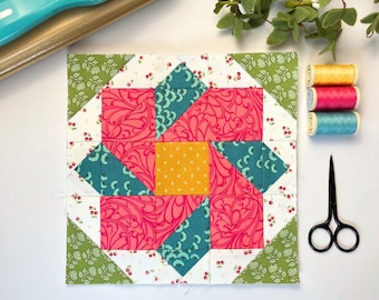 Compass Rose Quilt Block Pattern; PDF Instant Download; Foundation ...