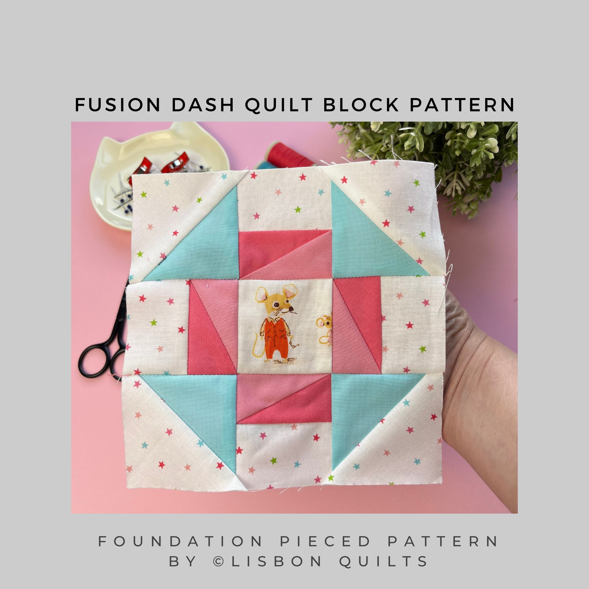Fusion Dash Quilt Block Pattern PDF Instant Download Modern Churn Dash ...
