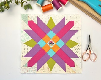 Compass Rose Quilt Block Pattern; PDF Instant Download; Foundation ...