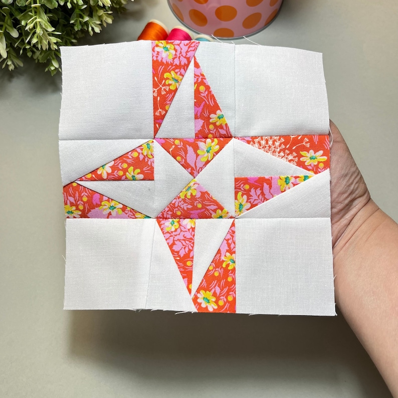 Nine Patch Star Quilt Block Pattern; PDF Instant Download; Foundation Pieced Patchwork Block ...