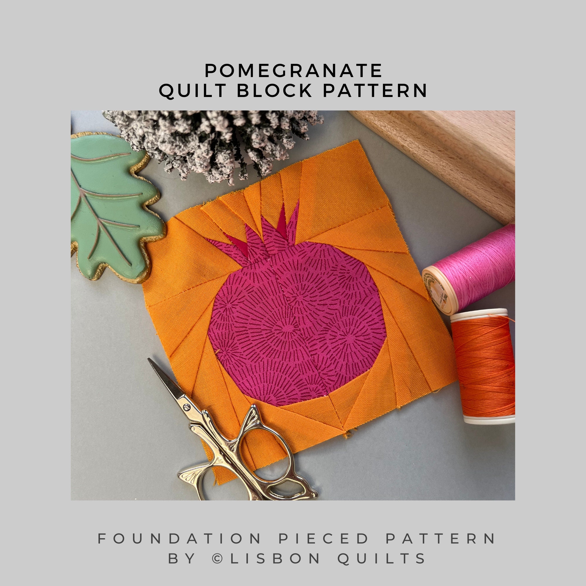 Pomegranate Quilt Block Pattern;pdf Instant Download; Granada Paper ...