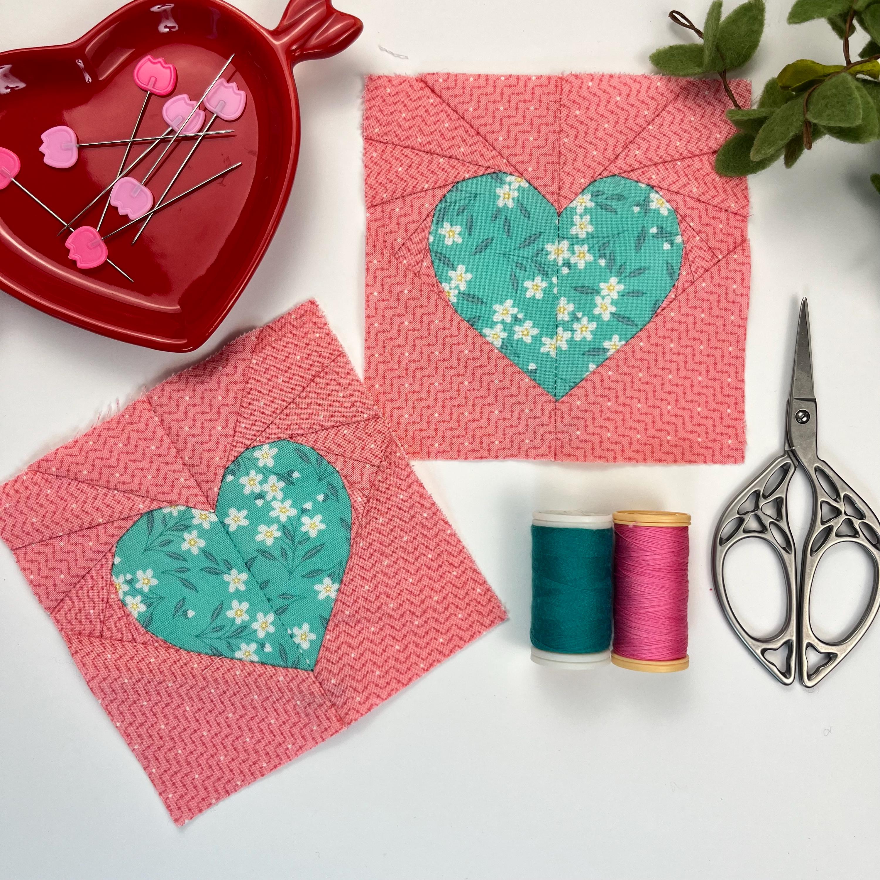 Heart Quilt Block Pattern; PDF Instant Download; Foundation Pieced; Six ...