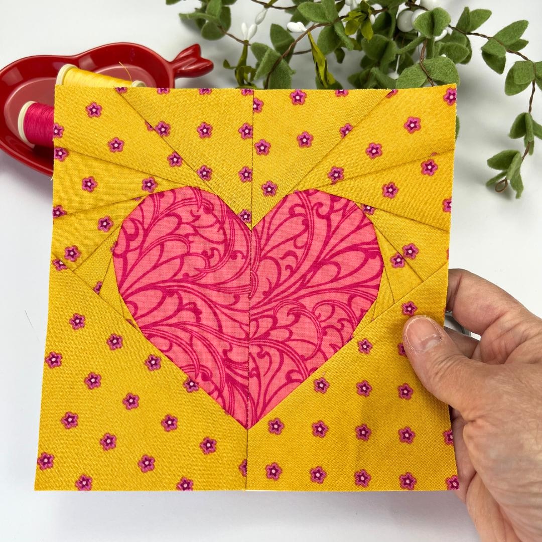 Heart Quilt Block Pattern; PDF Instant Download; Foundation Pieced; Six ...