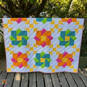 Blossom Burst Quilt Block Pattern; PDF Instant Download; Paper Pieced Patchwork Block; Four ...