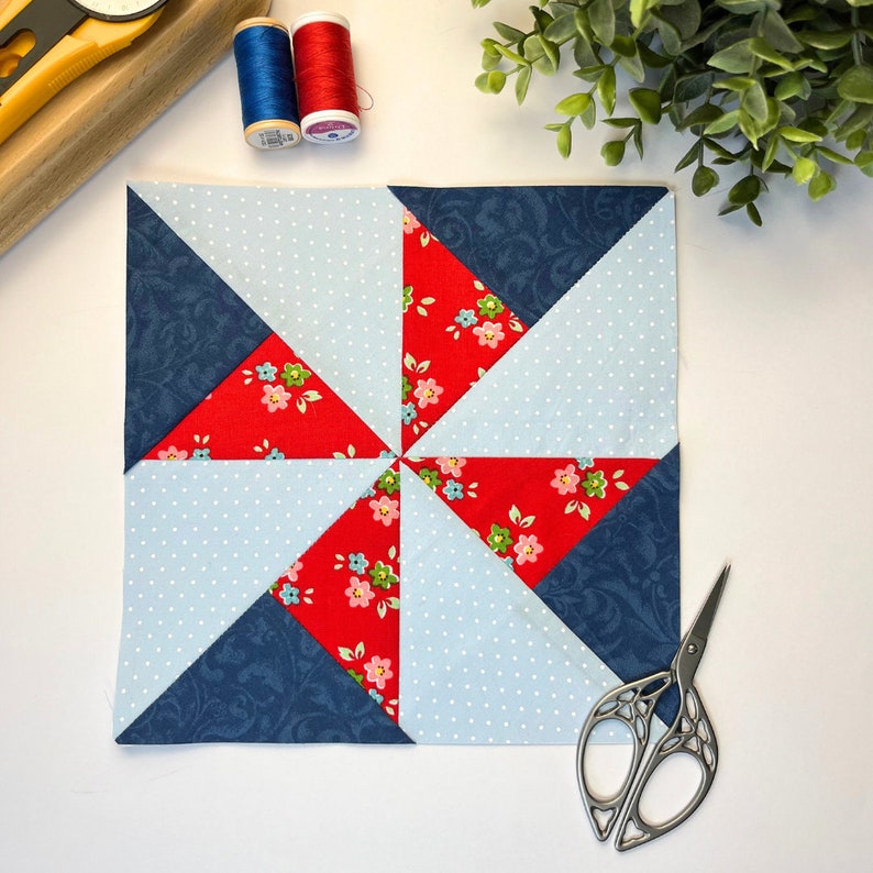 Breeze Quilt Block Pattern; PDF Instant Download; Foundation Pieced Patchwork Block; Five Sizes ...