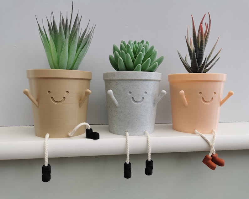 Happy Smiley Pots With Cord Legs Cute Sitting Plant Pot - Etsy
