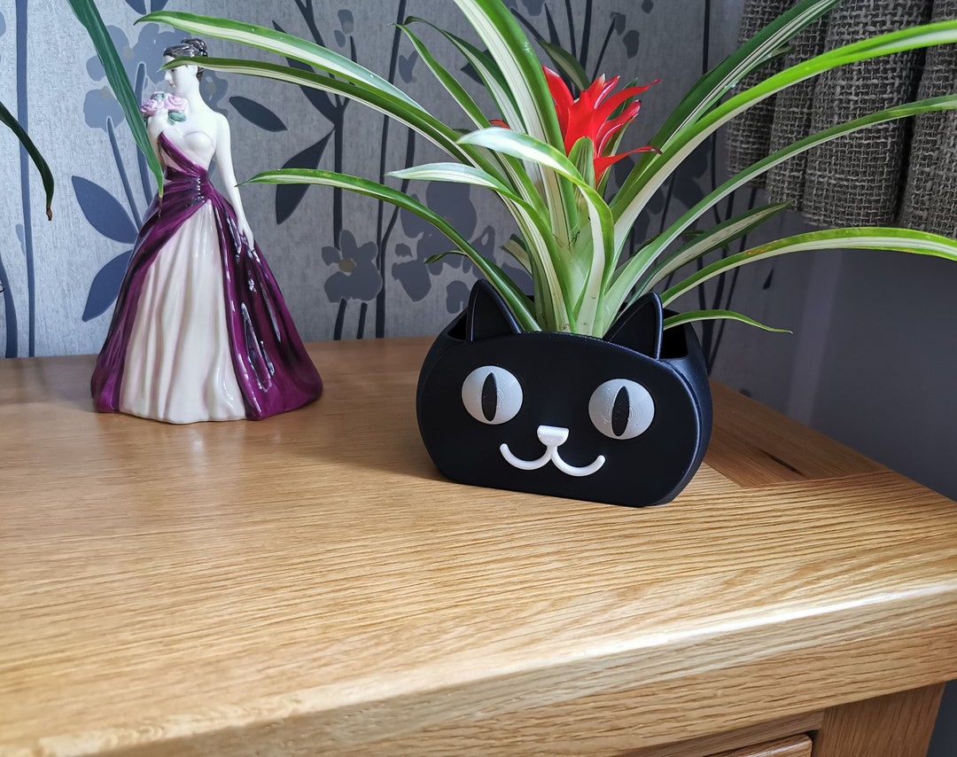 Cat Face Planter: Quirky Desk Pot, Feline Lover Gift, Felix Cat Plant ...
